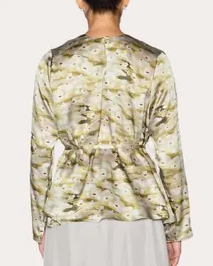 LIA COHEN Wholesome Floral Silk Long-sleeve Top