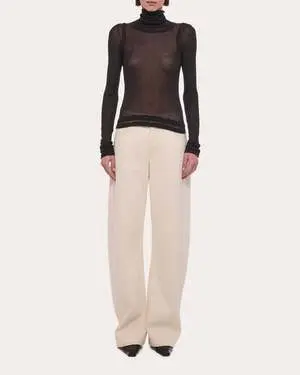 Helmut Lang Sheer Layered Turtleneck Top - Black
