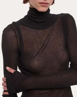 Helmut Lang Sheer Layered Turtleneck Top