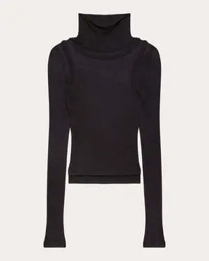 Helmut Lang Sheer Layered Turtleneck Top