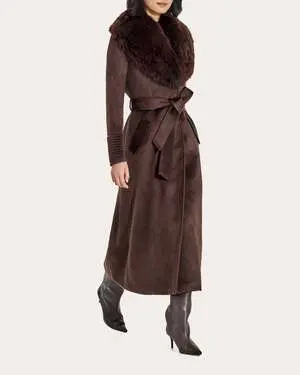 Sentaler Suri Alpaca Fur Collar Maxi Coat