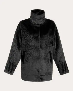 Sentaler Suri Alpaca Stand Collar Aviator Jacket