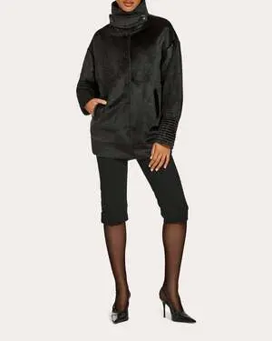 Sentaler Suri Alpaca Stand Collar Aviator Jacket