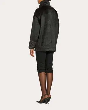 Sentaler Suri Alpaca Stand Collar Aviator Jacket