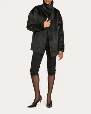 Sentaler Suri Alpaca Stand Collar Aviator Jacket