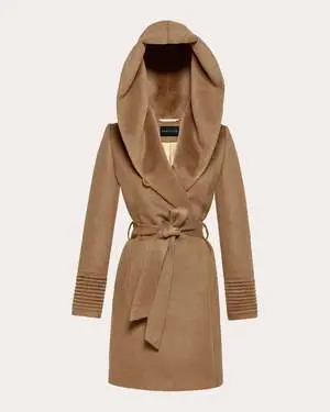 Sentaler Baby Alpaca Hooded Midi Wrap Coat - Brown