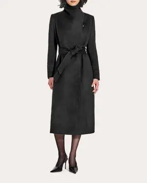 Sentaler Baby Alpaca Funnel Collar Maxi Wrap Coat