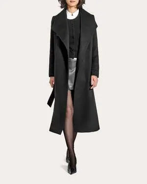 Sentaler Baby Alpaca Funnel Collar Maxi Wrap Coat