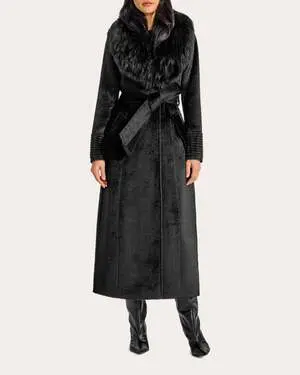 Sentaler Suri Alpaca Fur Collar Maxi Coat