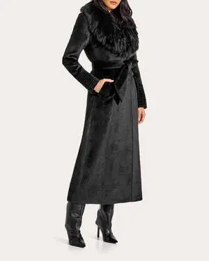 Sentaler Suri Alpaca Fur Collar Maxi Coat