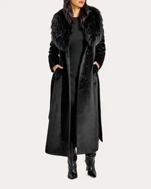Sentaler Suri Alpaca Fur Collar Maxi Coat