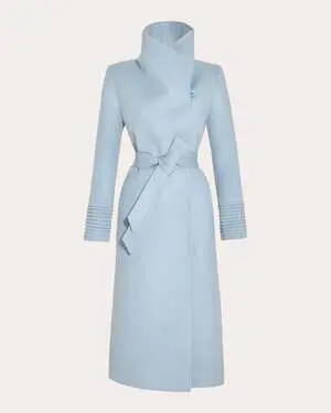 Sentaler Baby Alpaca Funnel Collar Maxi Wrap Coat - Blue