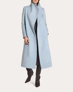 Sentaler Baby Alpaca Funnel Collar Maxi Wrap Coat