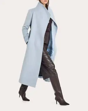 Sentaler Baby Alpaca Funnel Collar Maxi Wrap Coat