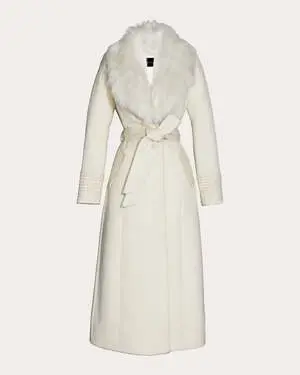 Sentaler Suri Alpaca Fur Collar Maxi Coat - White