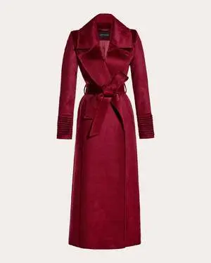 Sentaler Suri Alpaca Notched Collar Maxi Wrap Coat - Red