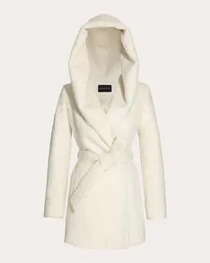 Sentaler Textured Suri Alpaca Short Hooded Wrap Coat