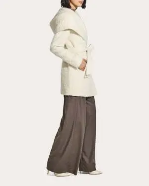 Sentaler Textured Suri Alpaca Short Hooded Wrap Coat