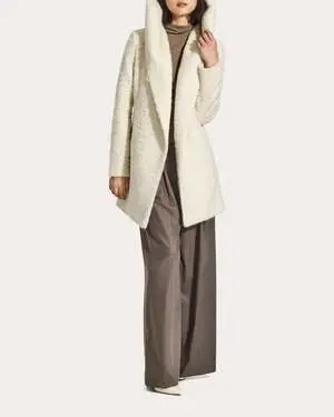 Sentaler Textured Suri Alpaca Short Hooded Wrap Coat