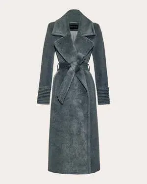 Sentaler Sentaler Alpaca Blend Bouclé Maxi Wrap Coat Grey
