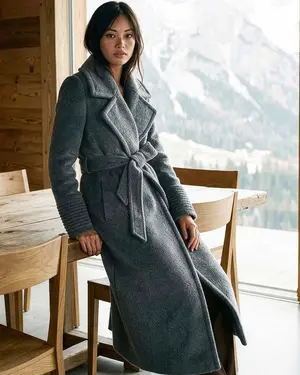 Sentaler Alpaca Blend Bouclé Maxi Wrap Coat - Grey