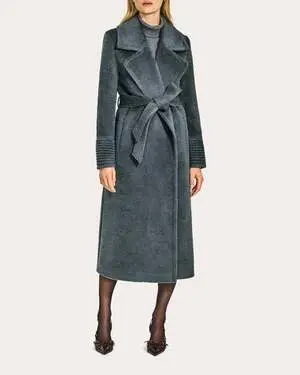 Sentaler Alpaca Blend Bouclé Maxi Wrap Coat - Grey