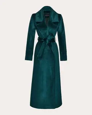 Sentaler Suri Alpaca Notched Collar Maxi Wrap Coat - Green