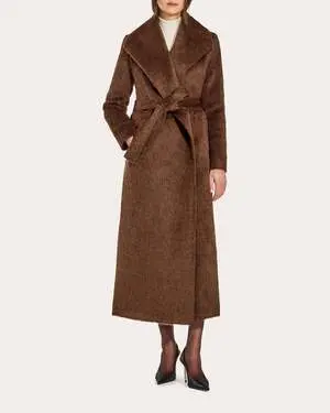 Sentaler Textured Suri Alpaca Shawl Collar Maxi Wrap Coat
