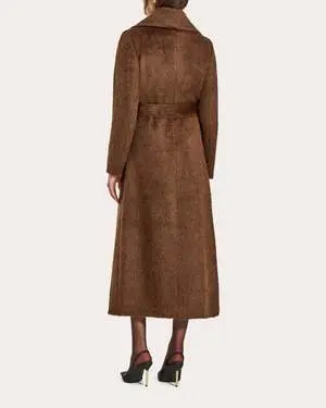 Sentaler Textured Suri Alpaca Shawl Collar Maxi Wrap Coat
