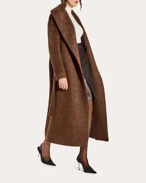 Sentaler Textured Suri Alpaca Shawl Collar Maxi Wrap Coat