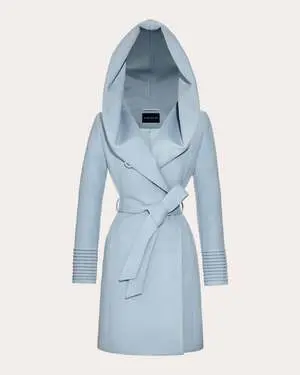 Sentaler Baby Alpaca Hooded Midi Wrap Coat - Blue