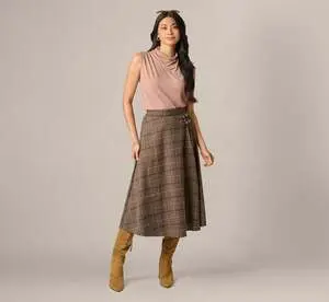 Adrianna Papell A Line Side Buckle Midi Skirt