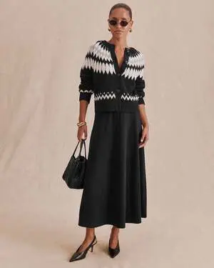 Splendid Fina Fair Isle Cardigan - Shell
