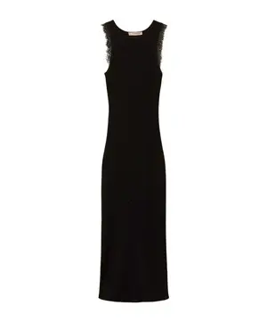 TWINSET Lace-trim Ribbed Midi Dress