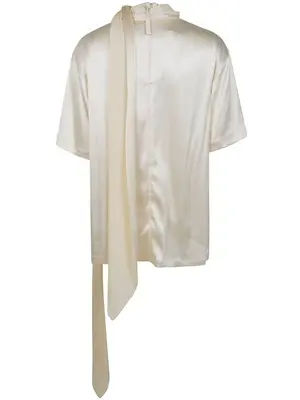 Phoebe Philo Detachable Scarf T-shirt In Stretch Silk Satin