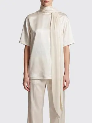 Phoebe Philo Detachable Scarf T-shirt In Stretch Silk Satin
