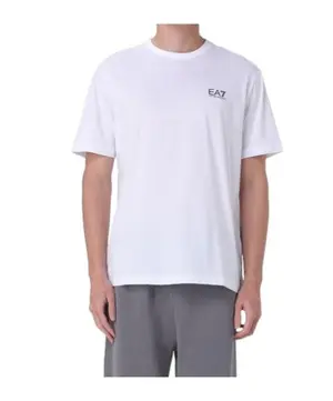 EA7 Logo Printed Crewneck T-shirt - White