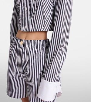 Sportmax Cropped Striped Cotton Poplin Shirt