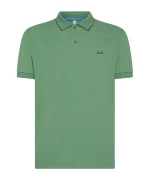 SUN 68 Contrast Trim Piqué Polo Shirt - Green