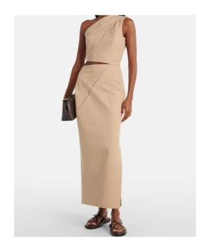 Max Mara Cutout Cotton-blend Twill Maxi Dress