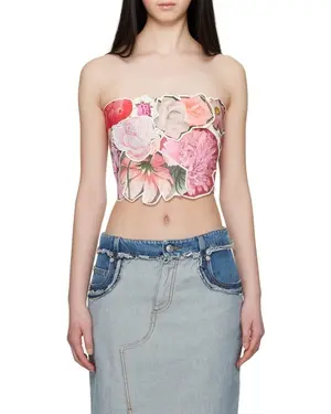 Marni Floral Pattern Printed Tube Top