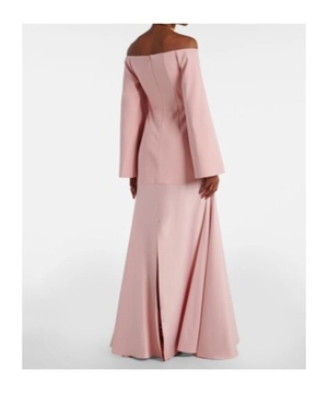 Solace Rina Off-shoulder Crepe And Satin Gown