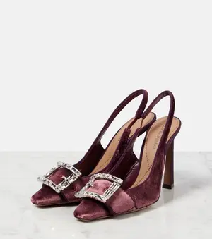Dolce & Gabbana Embellished Velvet Slingback Pumps