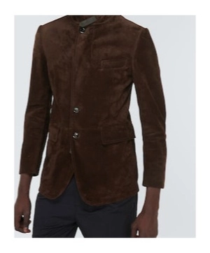 TOM FORD Leather-trimmed Suede Blazer