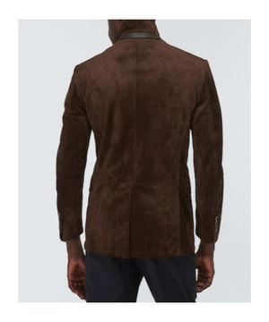 TOM FORD Leather-trimmed Suede Blazer