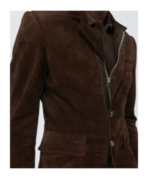 TOM FORD Leather-trimmed Suede Blazer