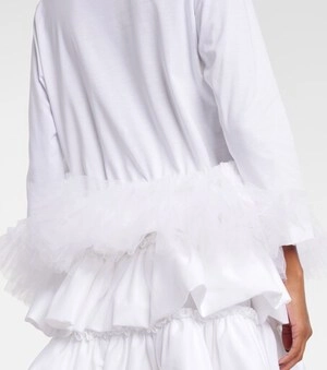 Comme Des Garçons Cotton Jersey Tulle Trimmed Top
