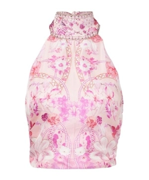 Camilla Floral Embellished Silk Halterneck Top