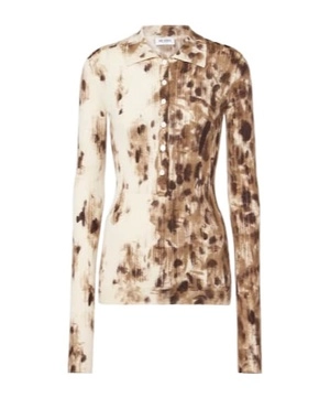 Attico Printed Cashmere And Silk Polo Sweater