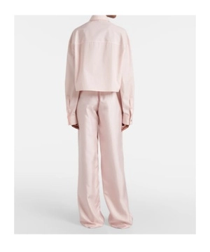 Versace Chain Pinstripe Cropped Cotton Poplin Shirt